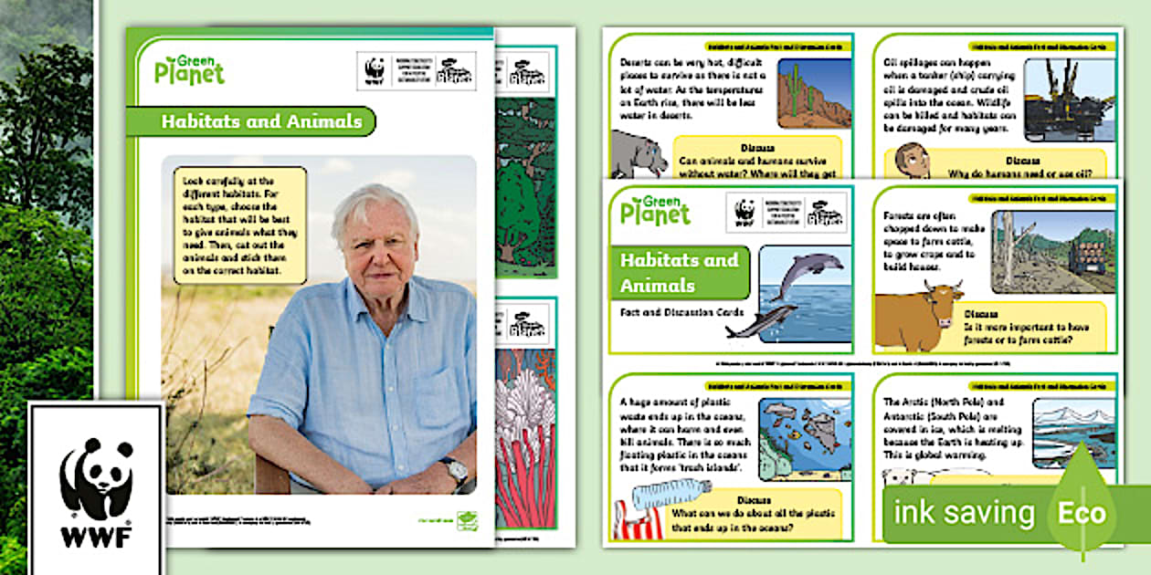 FREE! - WWF Habitats Matching and Discussion David Attenborough 5-7